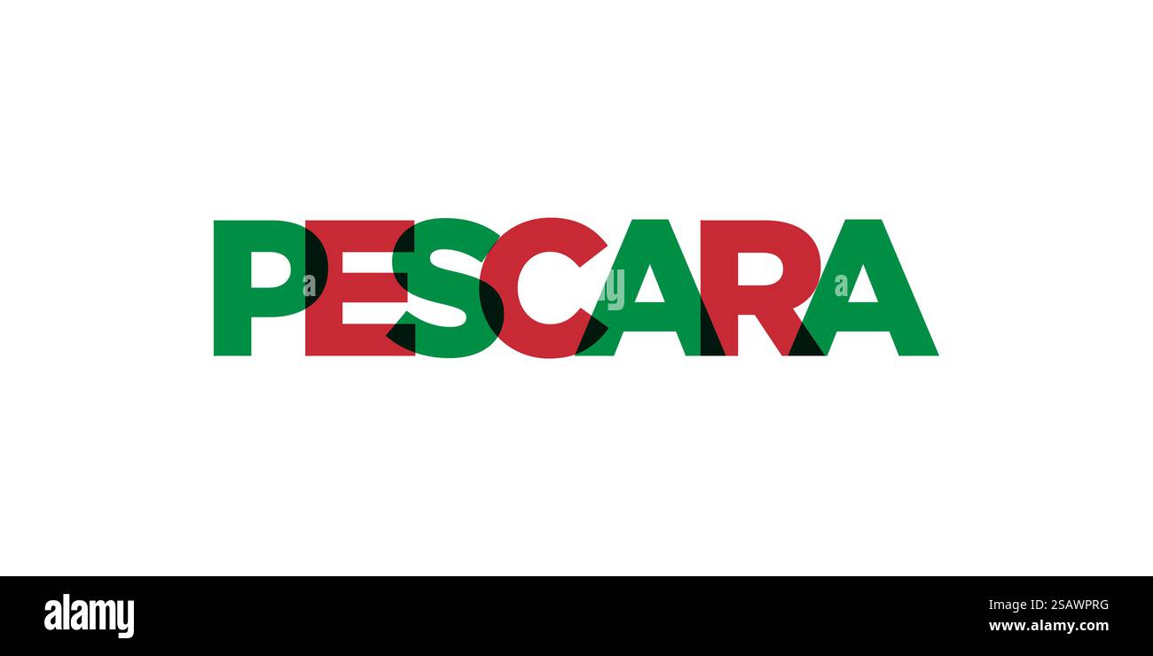 Pescara in the Italia emblem for print and web. Design features geometric style, vector ...