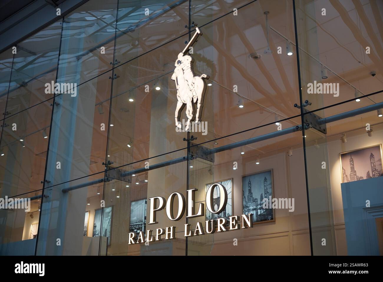 8 January 2024 Portsmouth UK - Ralph Lauren Polo store sign and logo of ...