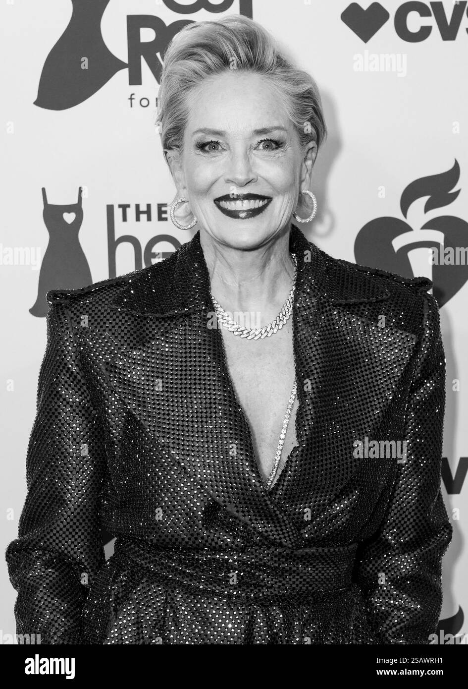New York, NY, 30 January 2025: Sharon Stone wearing dress by Nicolas ...