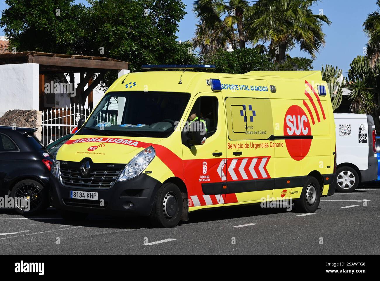Costa Calma, Fuerteventura, Kanarische Insel, Spanien. SUC Ambulancia ...