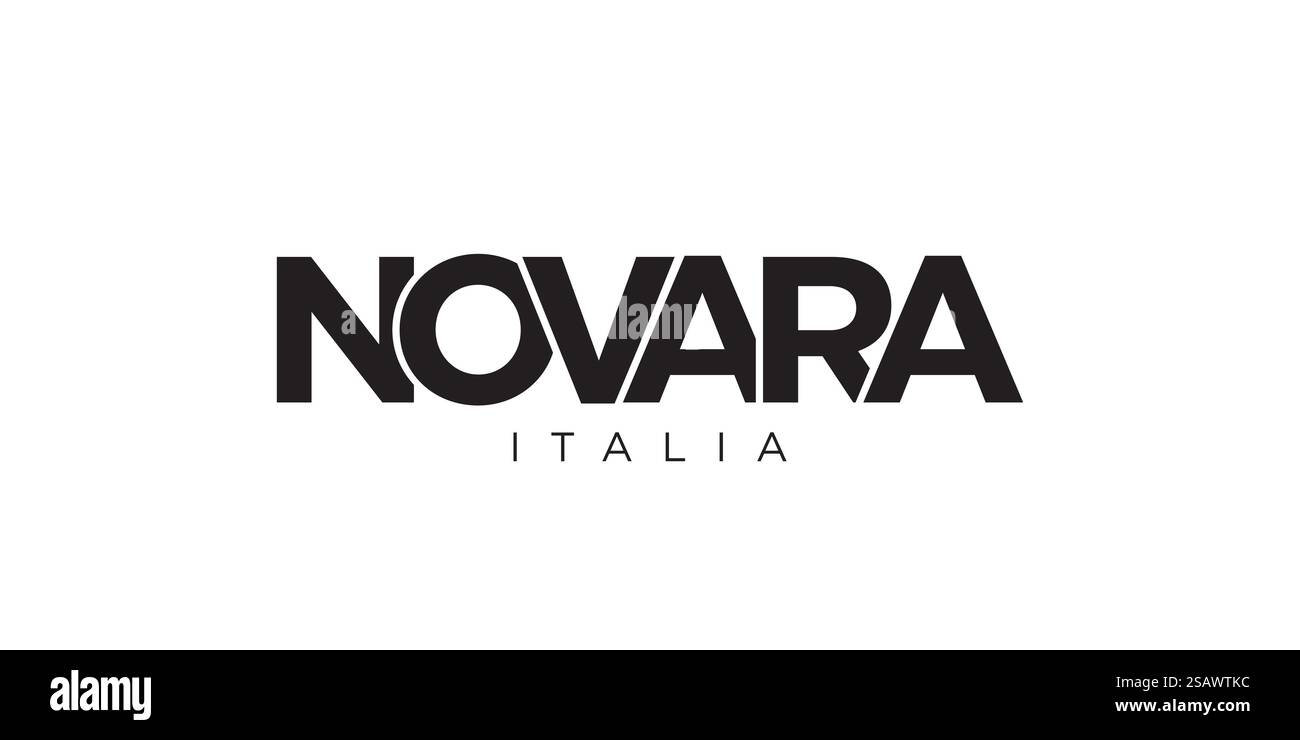 Novara in the Italia emblem for print and web. Design features geometric style, vector ...