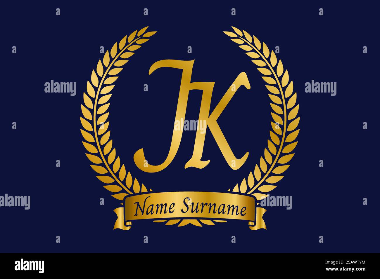 Initial letter J and K, JK monogram logo design with laurel wreath ...