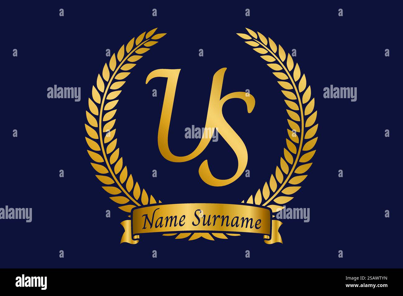 Initial letter U and S, US monogram logo design with laurel wreath ...