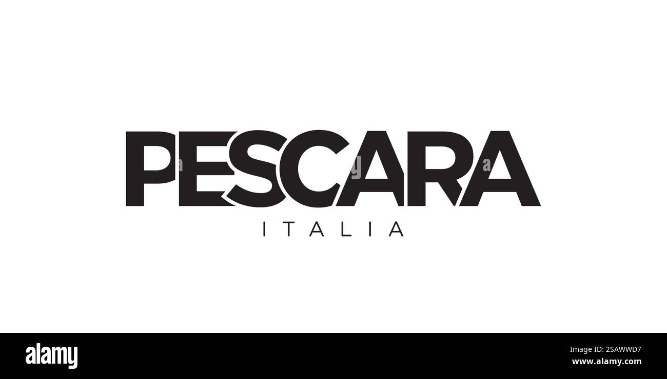 Pescara in the Italia emblem for print and web. Design features geometric style, vector ...