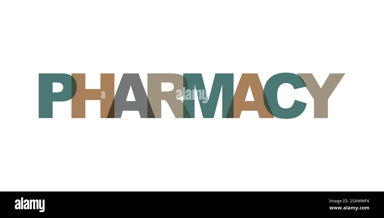 Pharmacy business card text. Modern lettering poster. Color word art ...