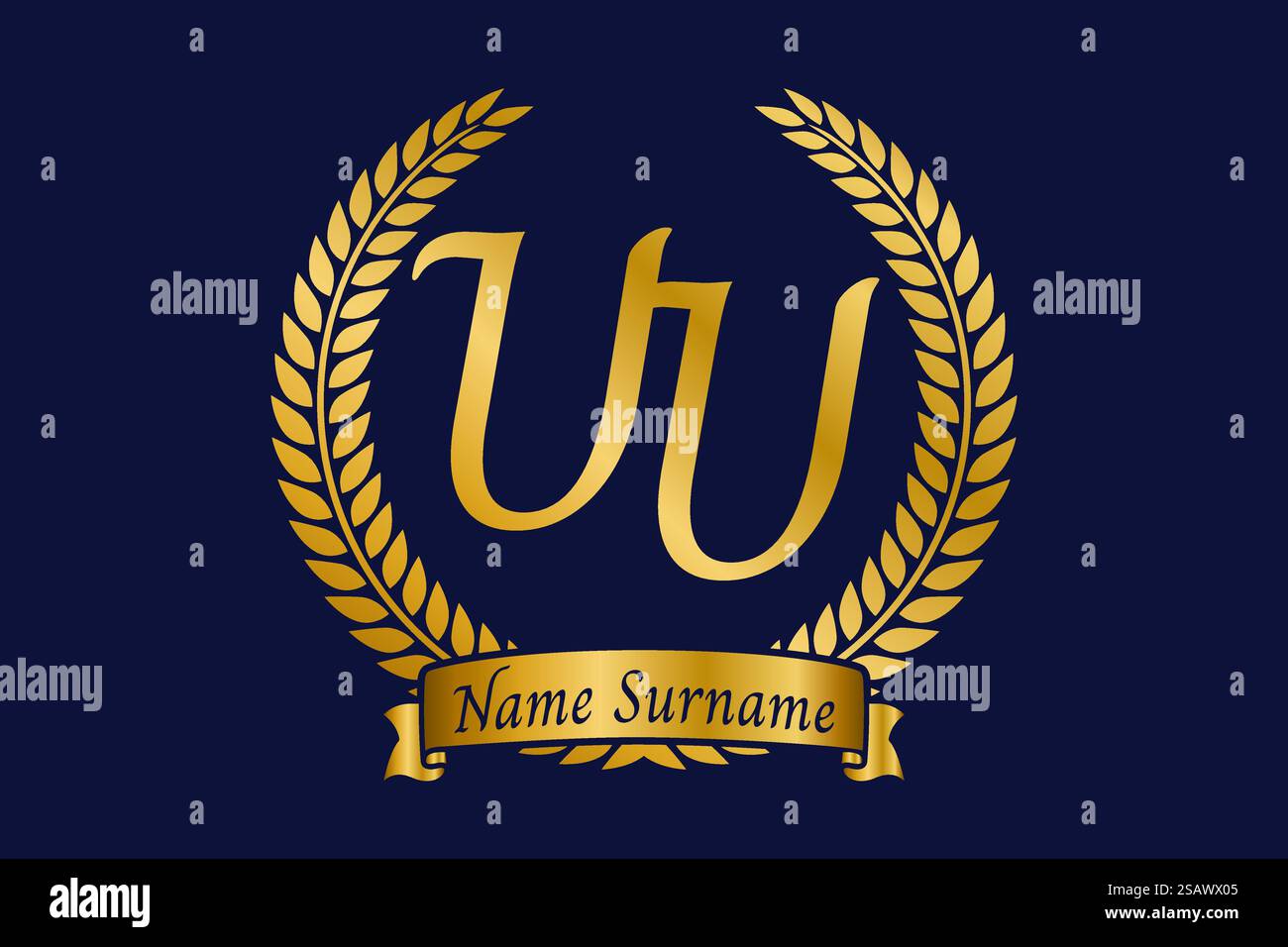 Initial letter U and U, UU monogram logo design with laurel wreath ...