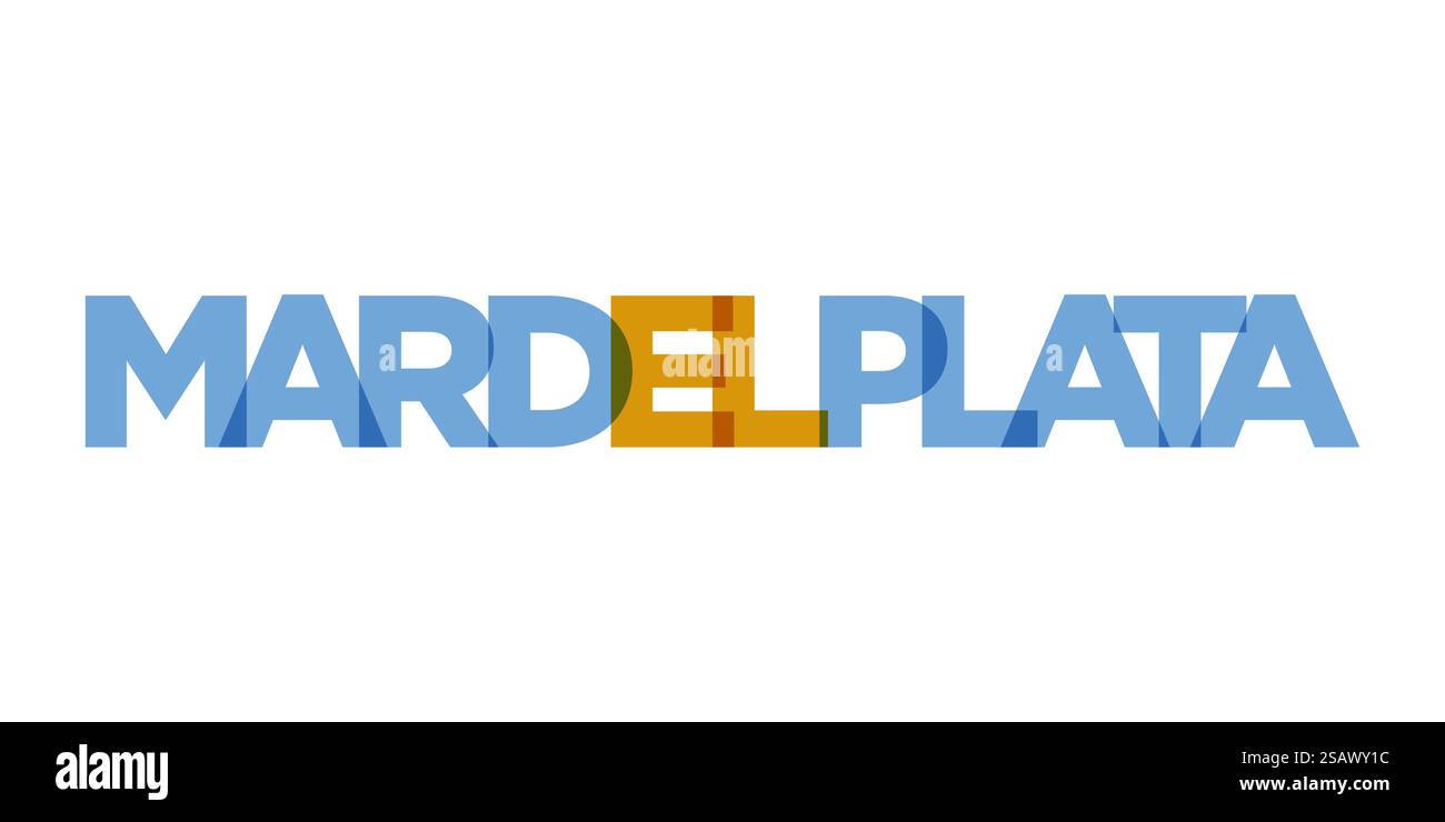 Mar del Plata in the Argentina emblem for print and web. Design features geometric style, vector ...