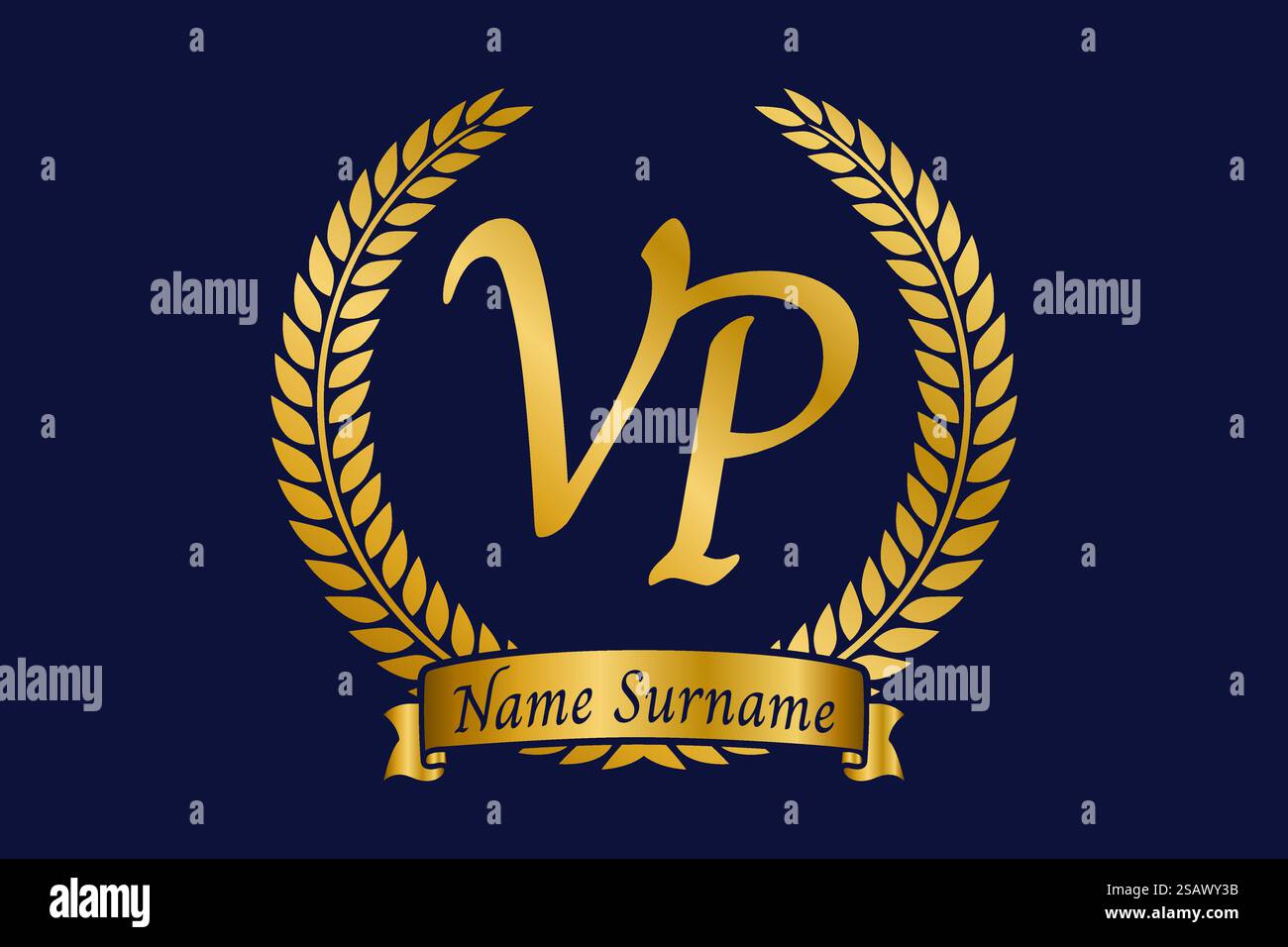 Initial letter V and P, VP monogram logo design with laurel wreath ...