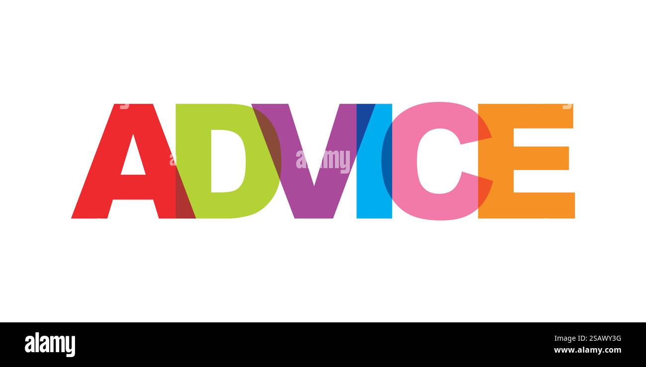 Advice business card text. Modern lettering poster. Color word art ...