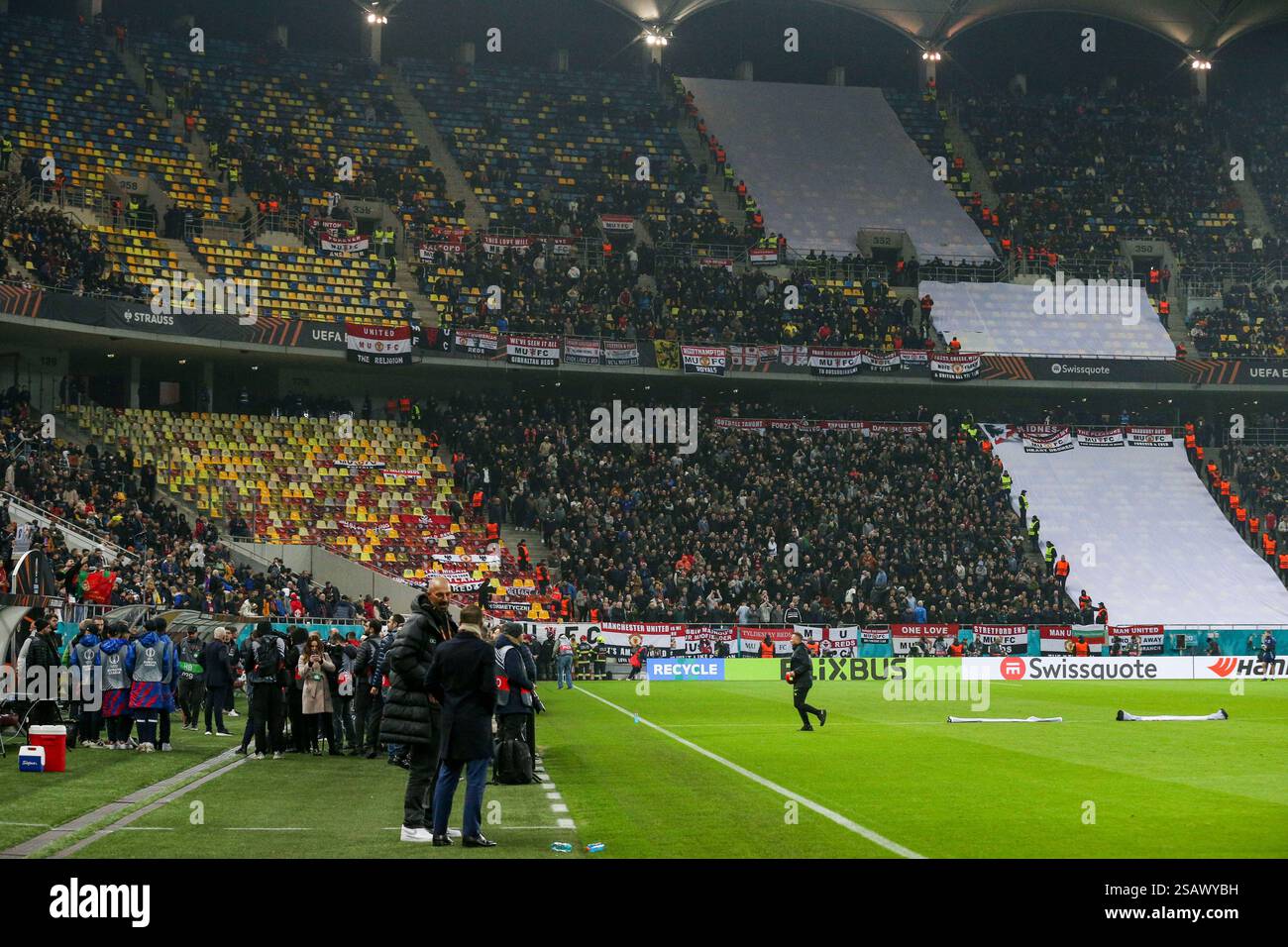 Bucharest, Romania. 30th Jan, 2025. United fans in the away section ...