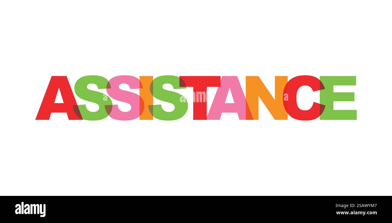 Assistance business card text. Modern lettering poster. Color word art ...