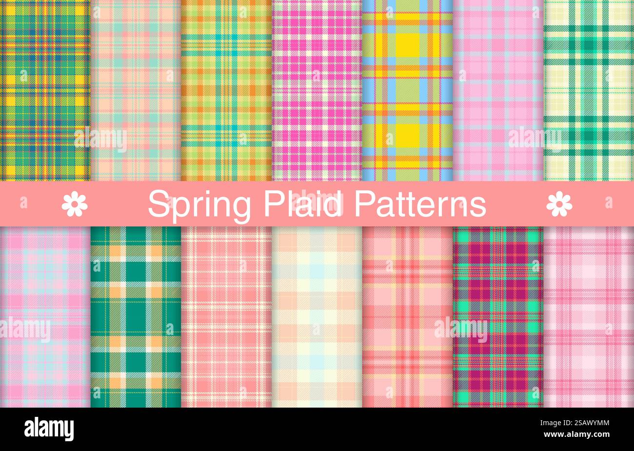 Spring plaid collection, textile design, checkered fabric pattern for ...