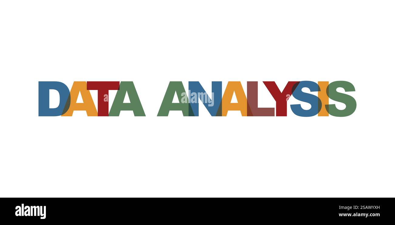 Data analysis business card text. Modern lettering poster. Color word ...