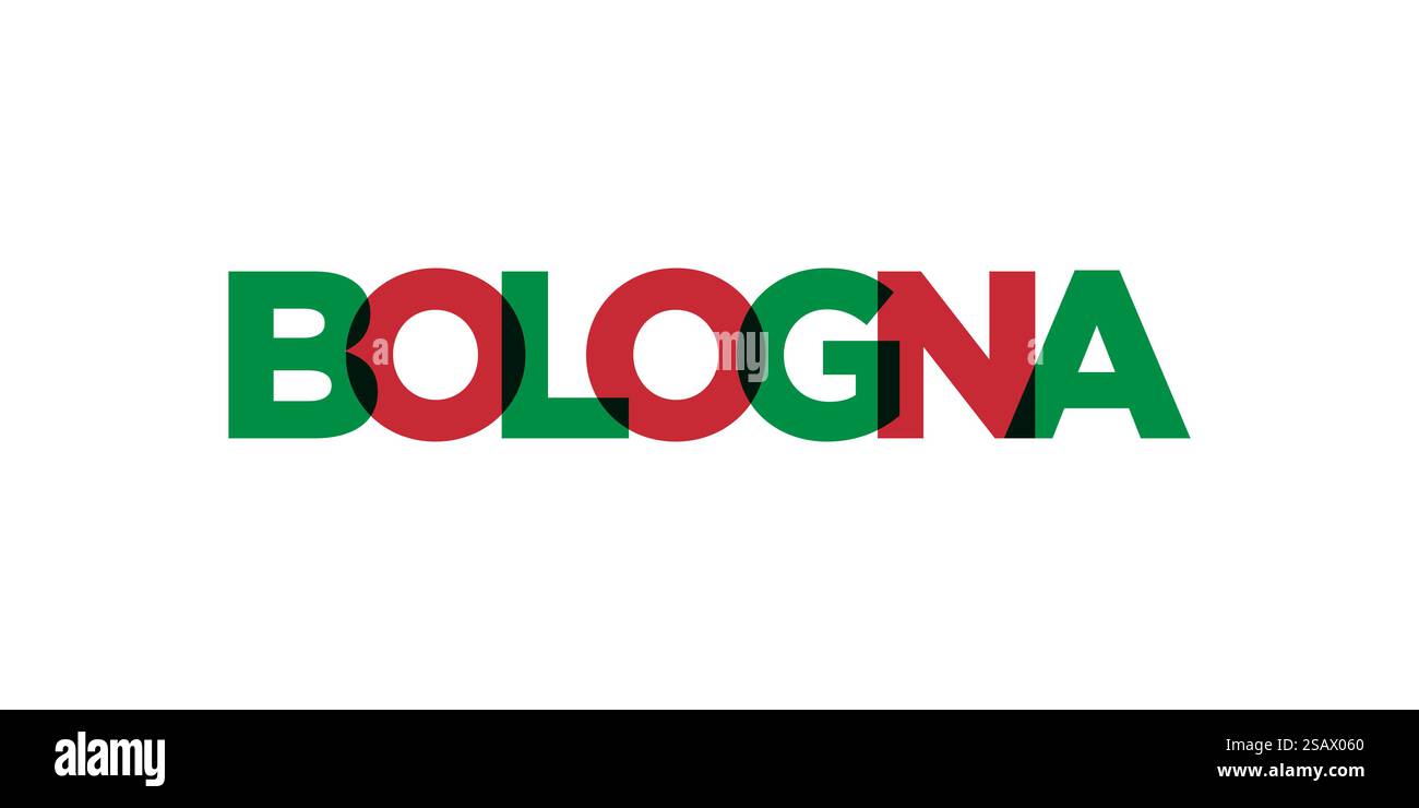 Bologna in the Italia emblem for print and web. Design features geometric style, vector ...