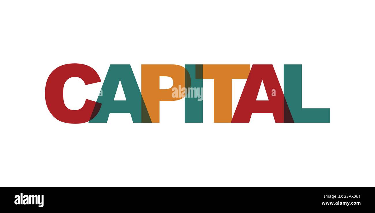 Capital business card text. Modern lettering poster. Color word art ...