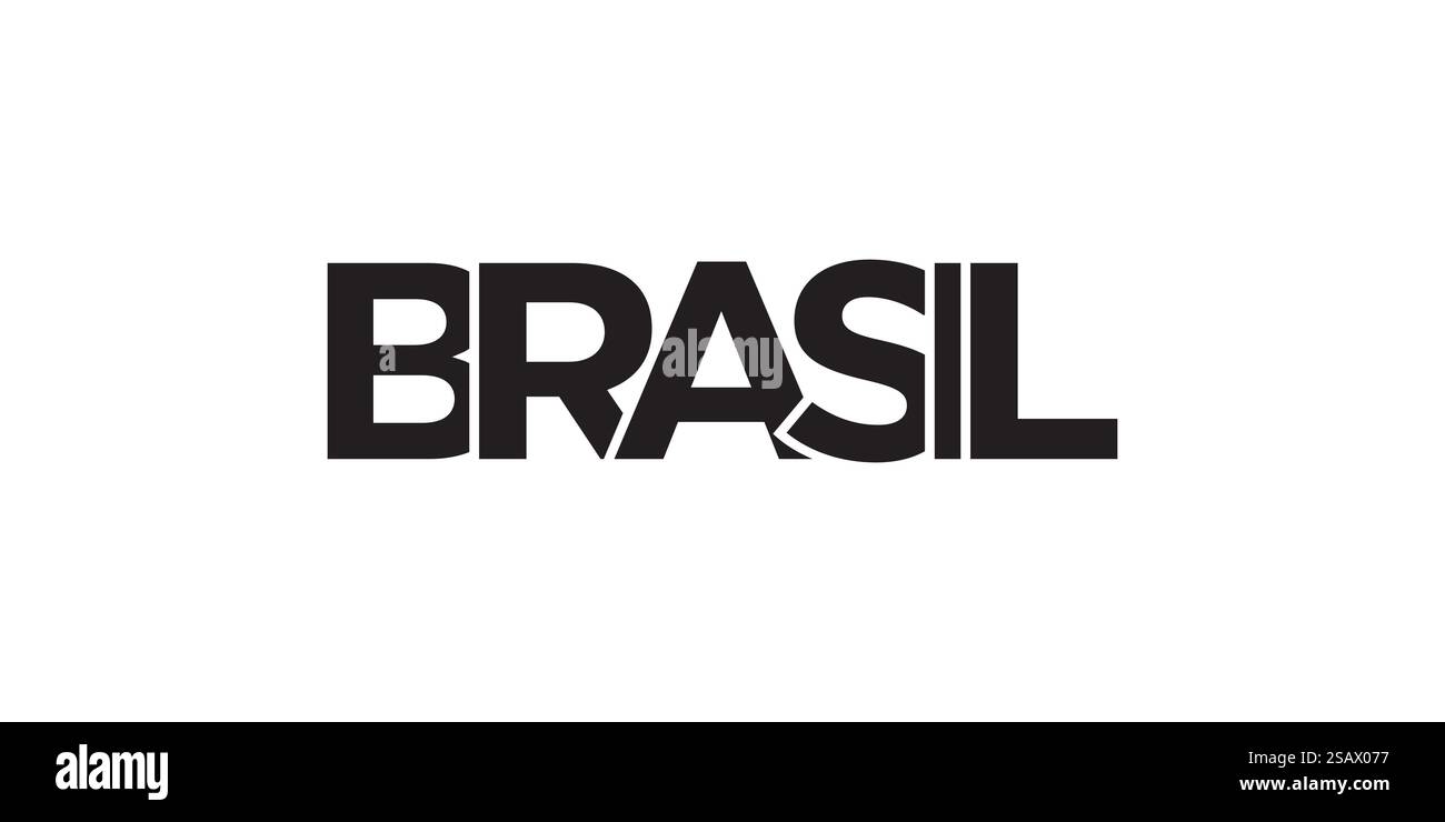 Brasil emblem for print and web. Design features geometric style, vector illustration with bold ...