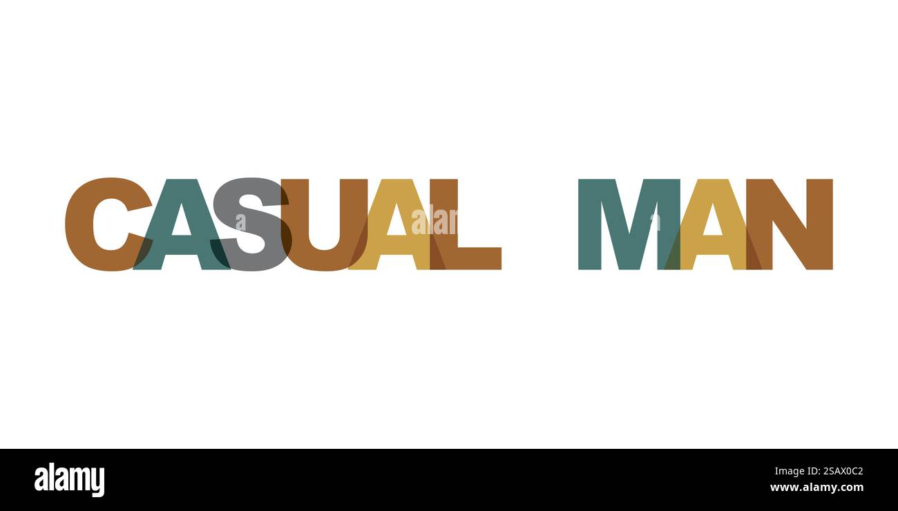 Casual man business card text. Modern lettering poster. Color word art ...