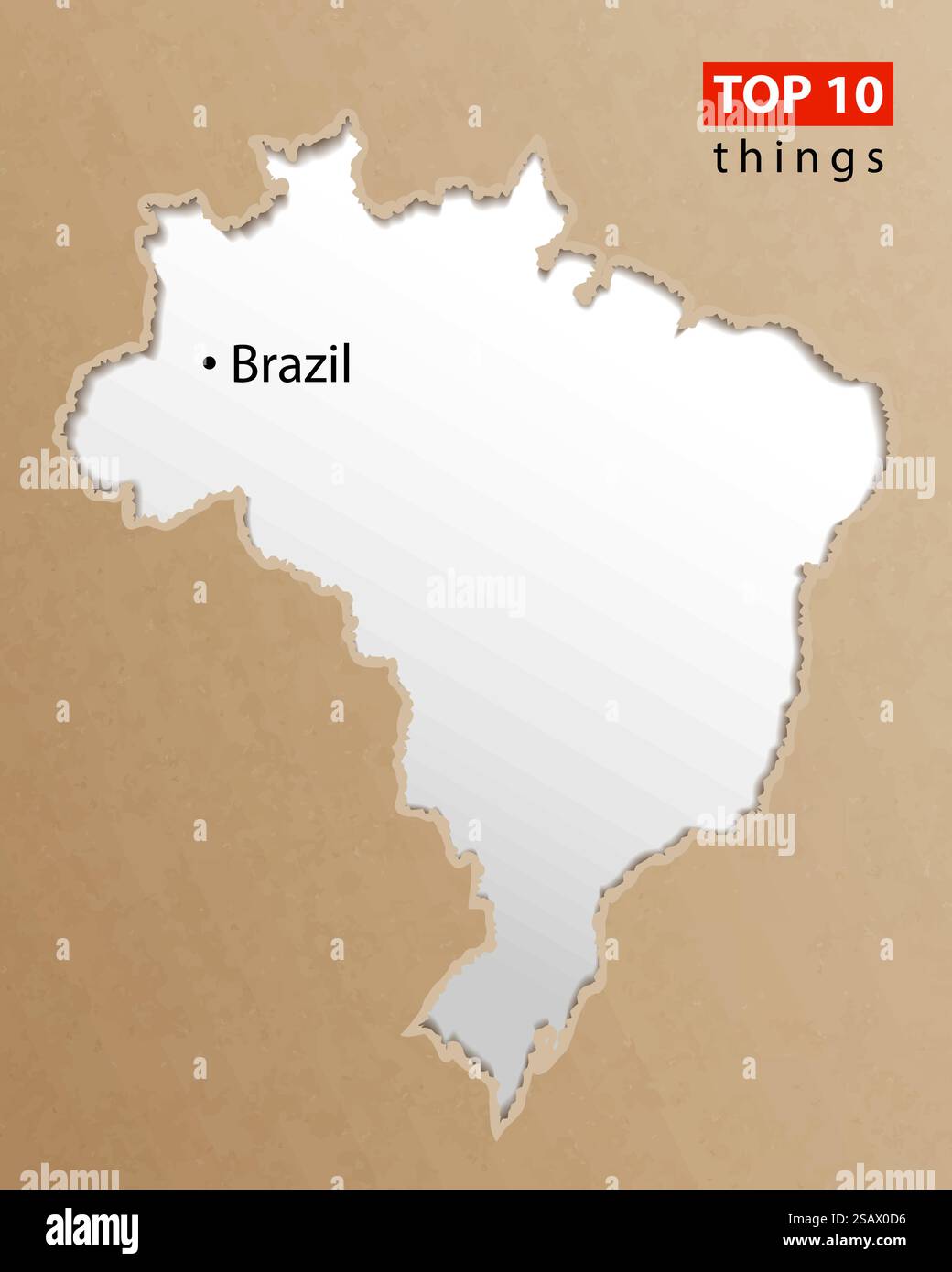Brazil map vector. Brazilian maps craft paper texture. Empty template ...
