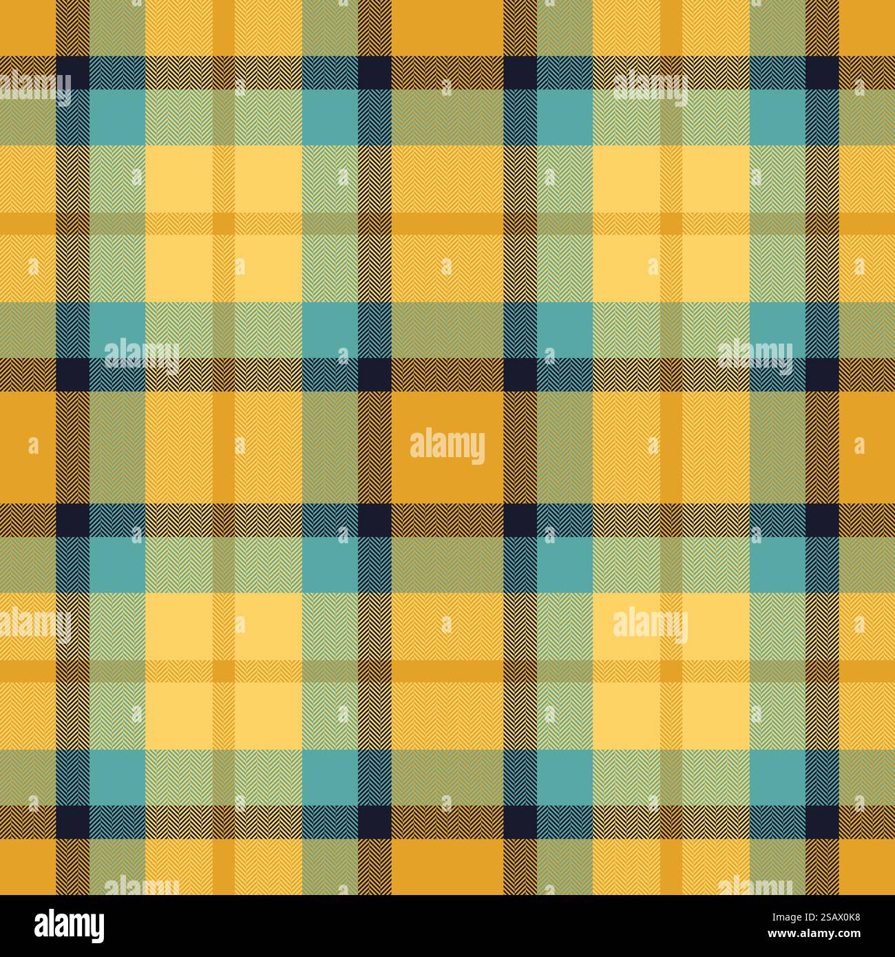 Plaid seamless pattern in yellow. Check fabric texture. Vector textile ...