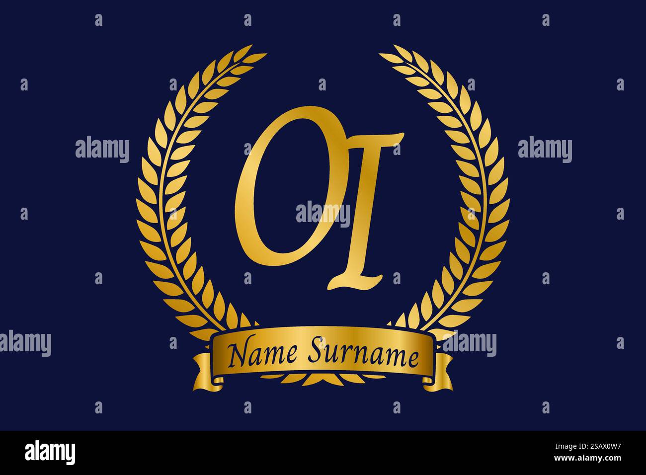 Initial letter O and I, OI monogram logo design with laurel wreath ...