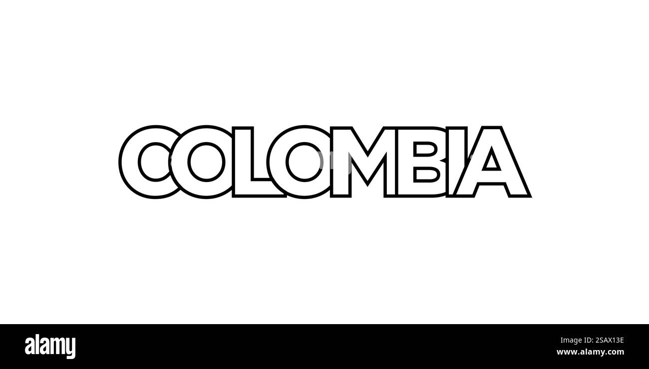 Colombia emblem for print and web. Design features geometric style, vector illustration with ...
