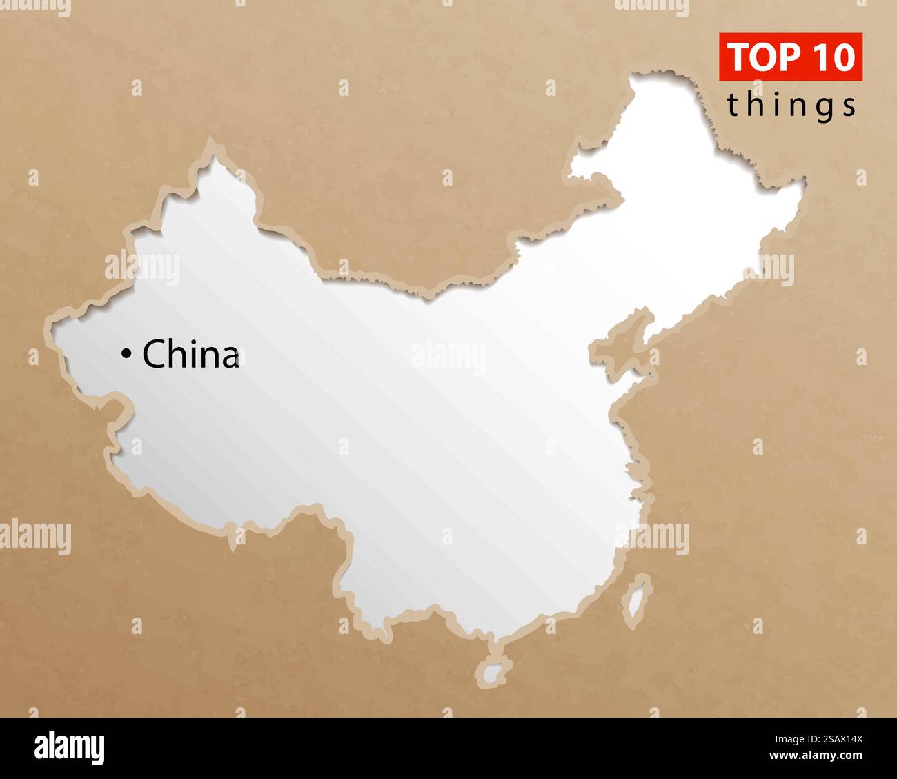 China map vector. Chinese maps craft paper texture. Empty template ...