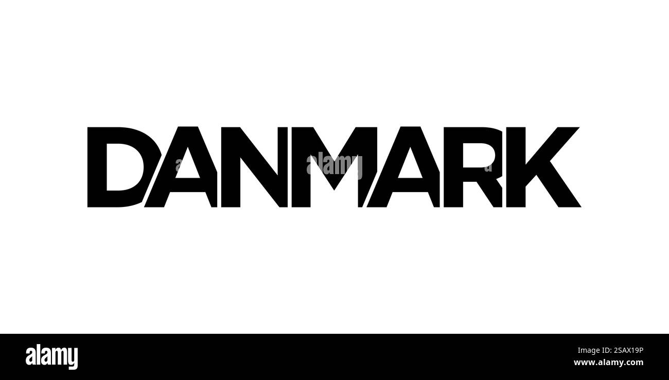 Denmark emblem for print and web. Design features geometric style, vector illustration with bold ...