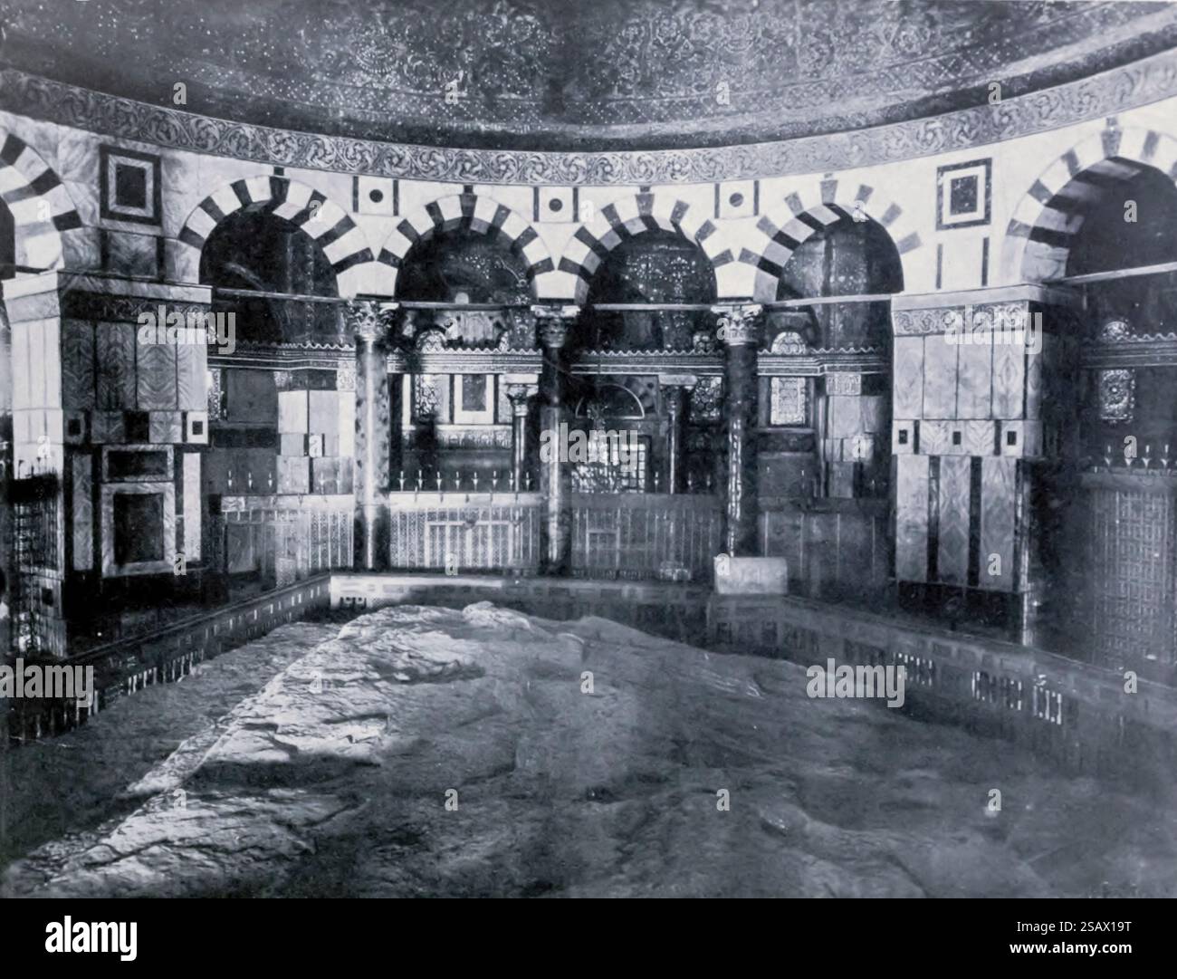 Interior of the Dome of the Rock, Jerusalem from 'The Holy Land' by ...