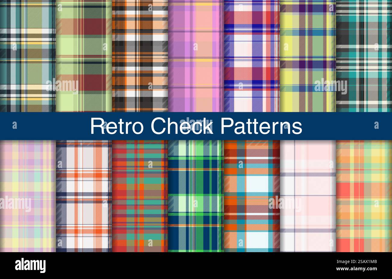 Retro plaid collection, textile design, checkered fabric pattern for shirt, dress, suit ...