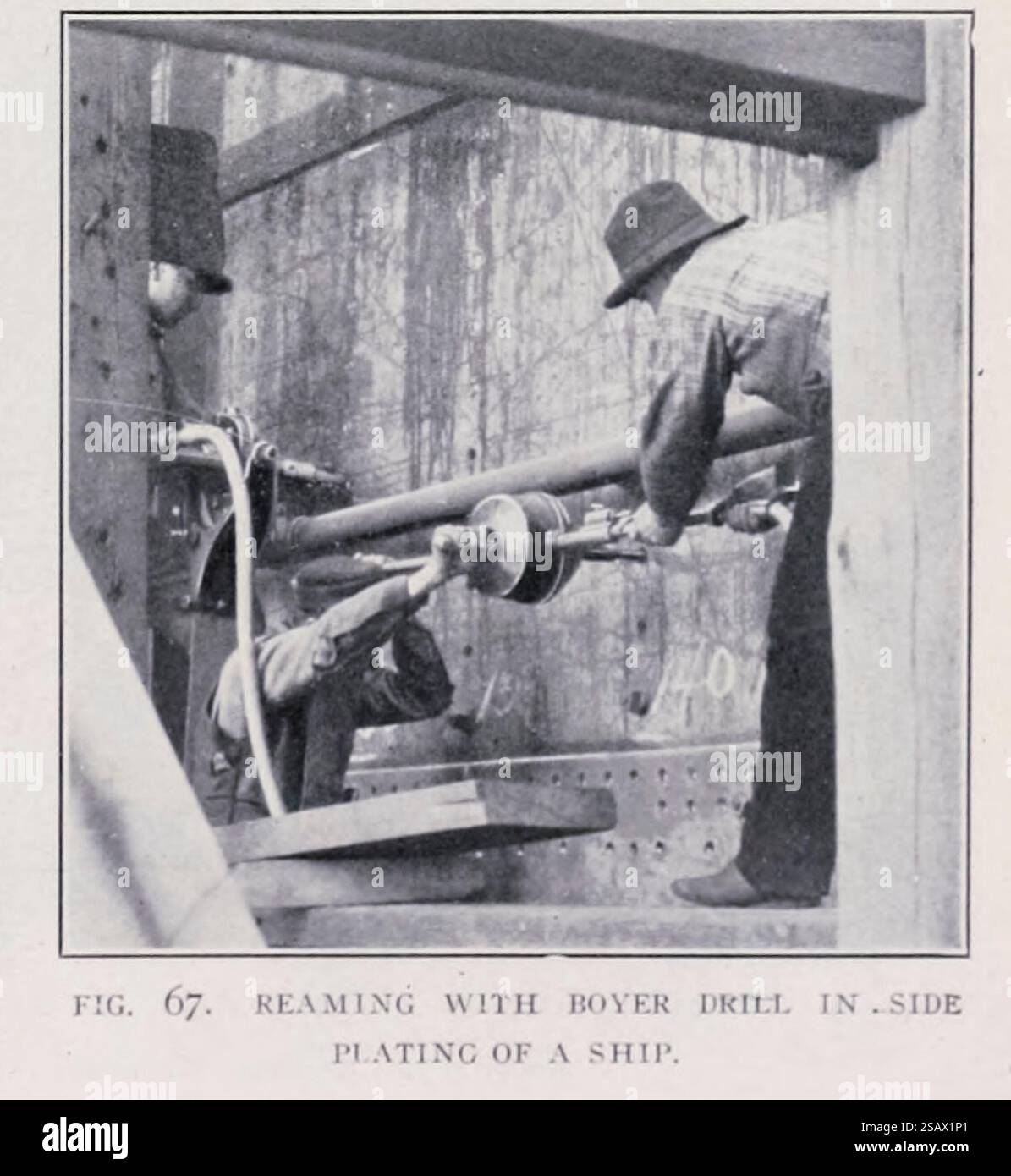 Reaming with Boyer Drill in side plating of a ship from the Article THE ...
