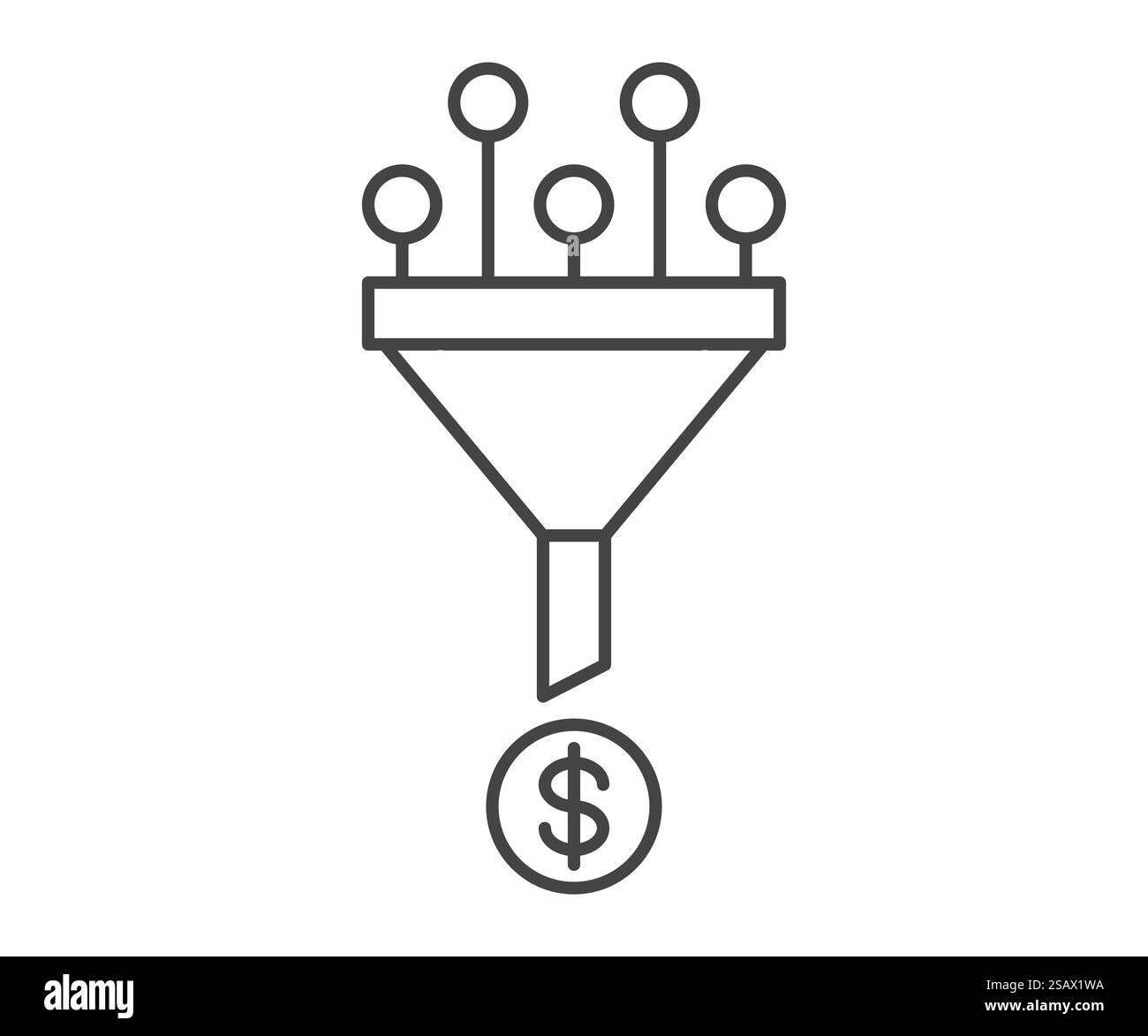 Funnel icon vector. Sort sign, filter symbol black and white simple ...