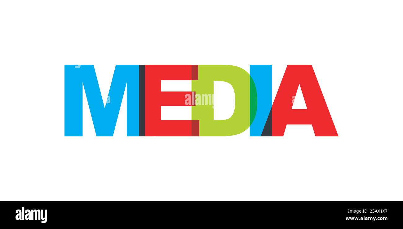 Media business card text. Modern lettering poster. Color word art ...