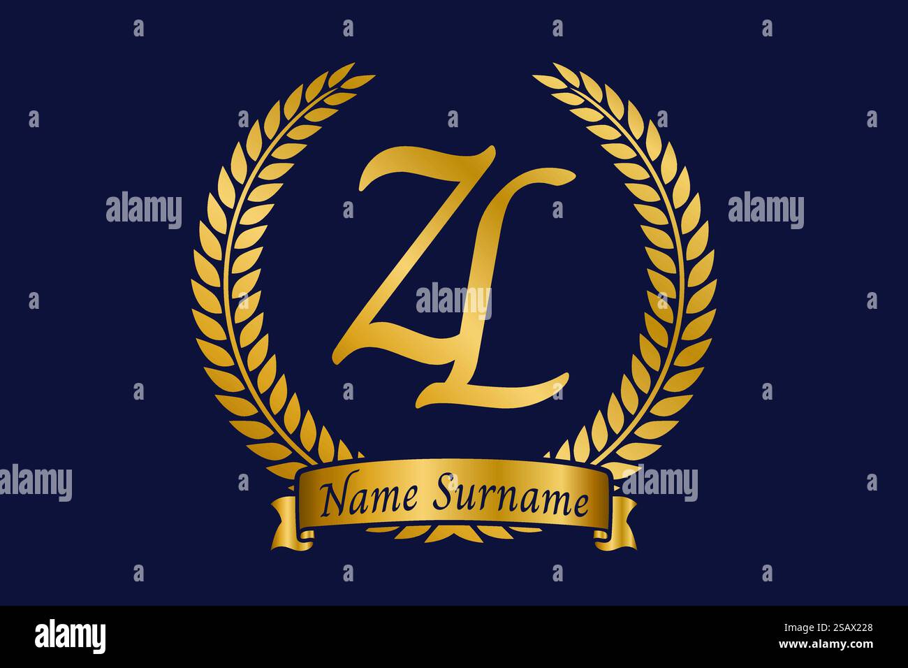 Initial letter Z and L, ZL monogram logo design with laurel wreath ...