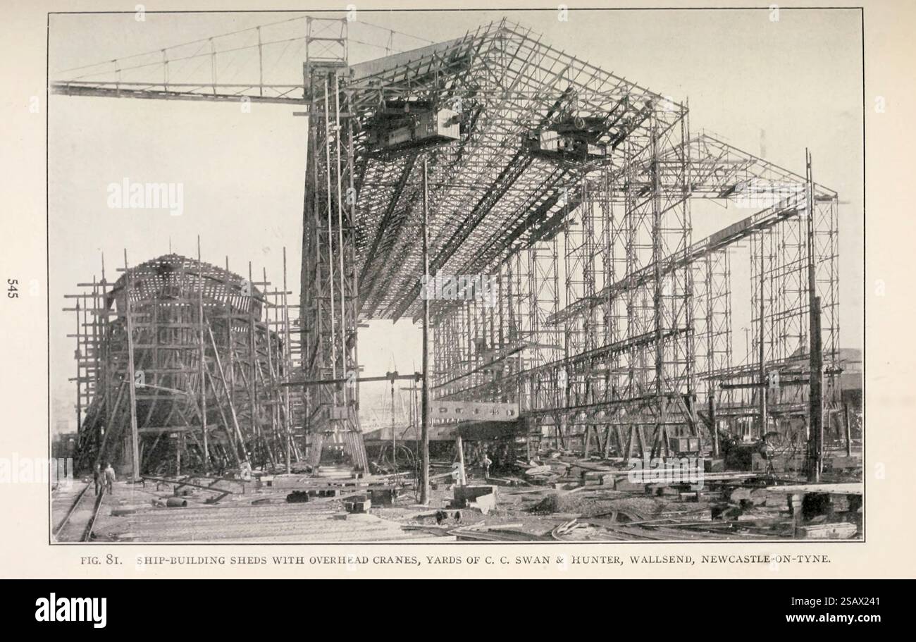 Ship building sheds with overhead cranes, Yards of C. C. Swan & Hunter ...