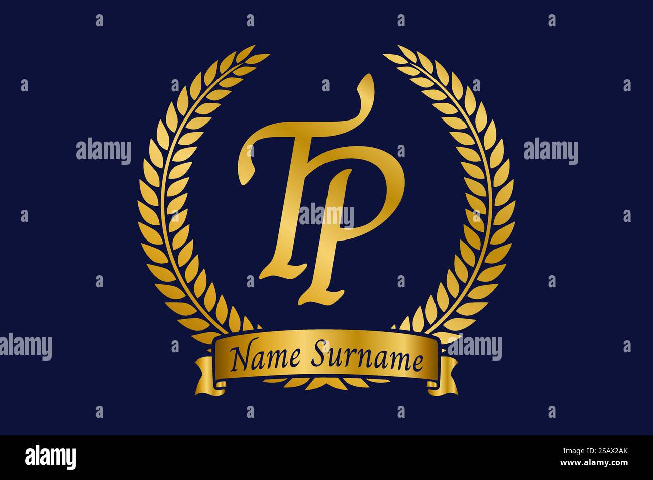 Initial letter T and P, TP monogram logo design with laurel wreath ...