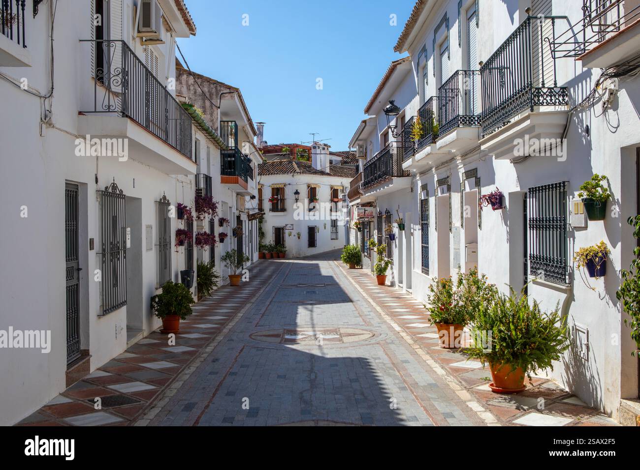 Benalmadena, Spain - April 24th 2024: A view down the picturesque and ...