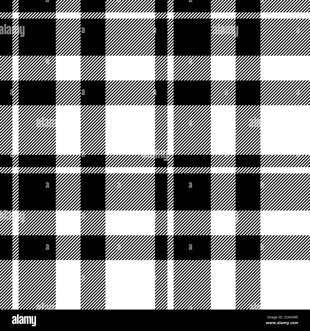 Plaid seamless pattern in black and white. Check fabric texture. Vector ...