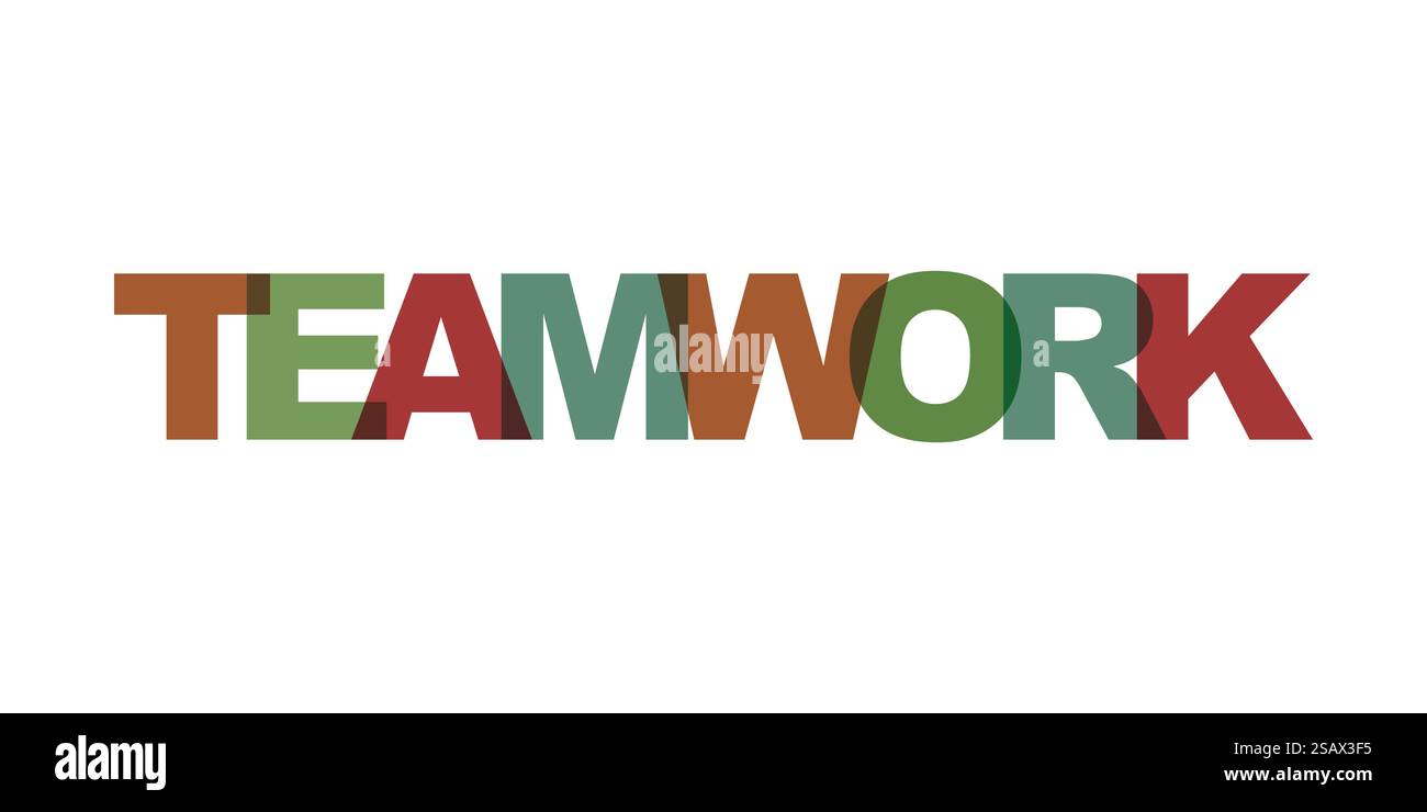 Teamwork business card text. Modern lettering poster. Color word art ...