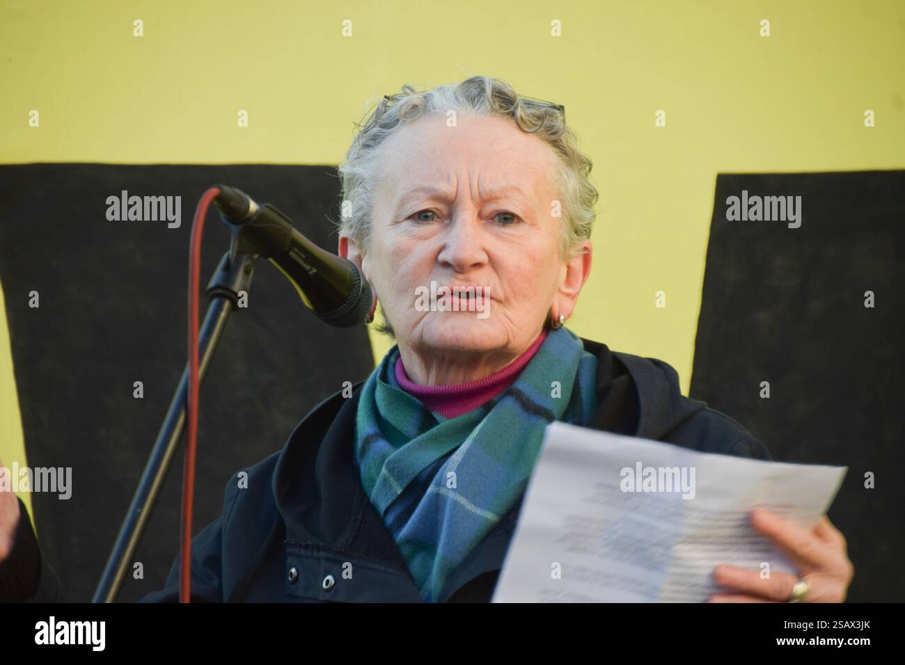 London, UK. 30th January 2025. Baroness Jenny Jones gives a speech ...