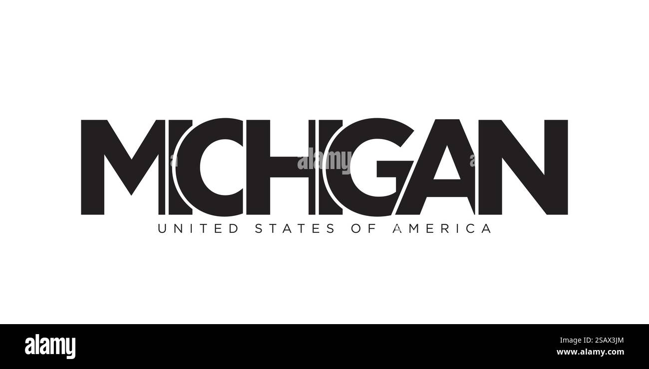 Michigan, USA typography slogan design. America logo with graphic city ...