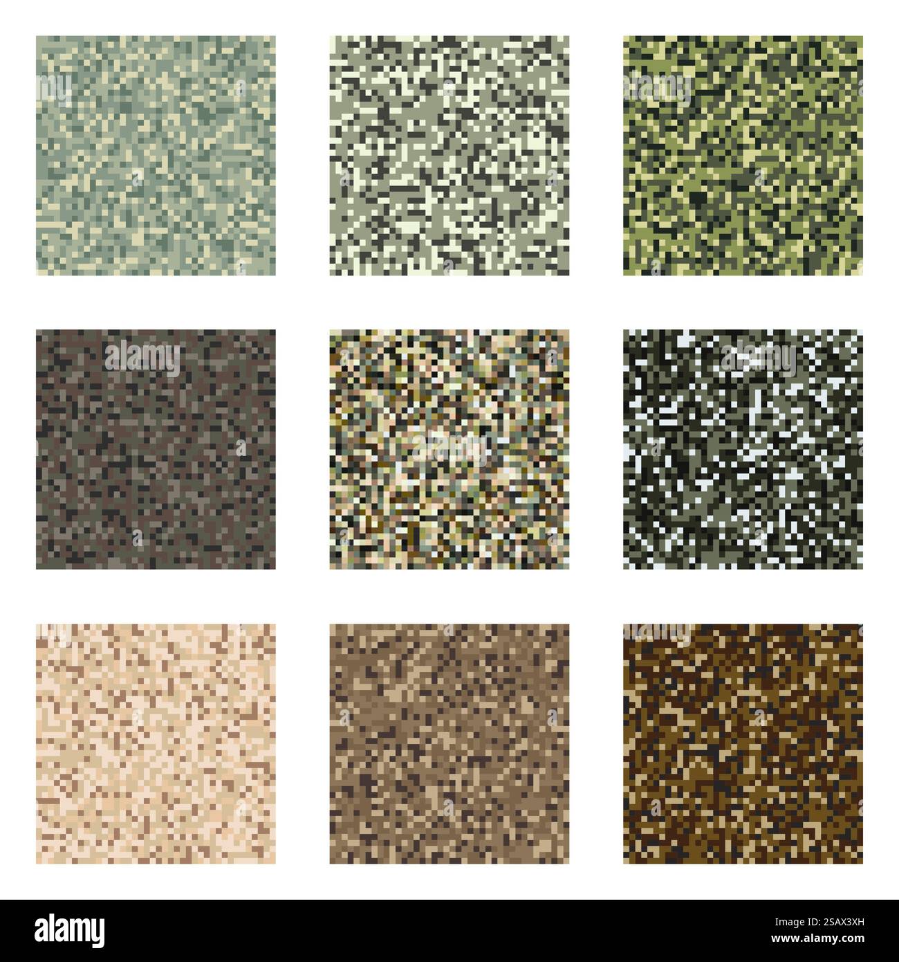 Pixel camouflage pattern set military textile design vector. Pixel ...