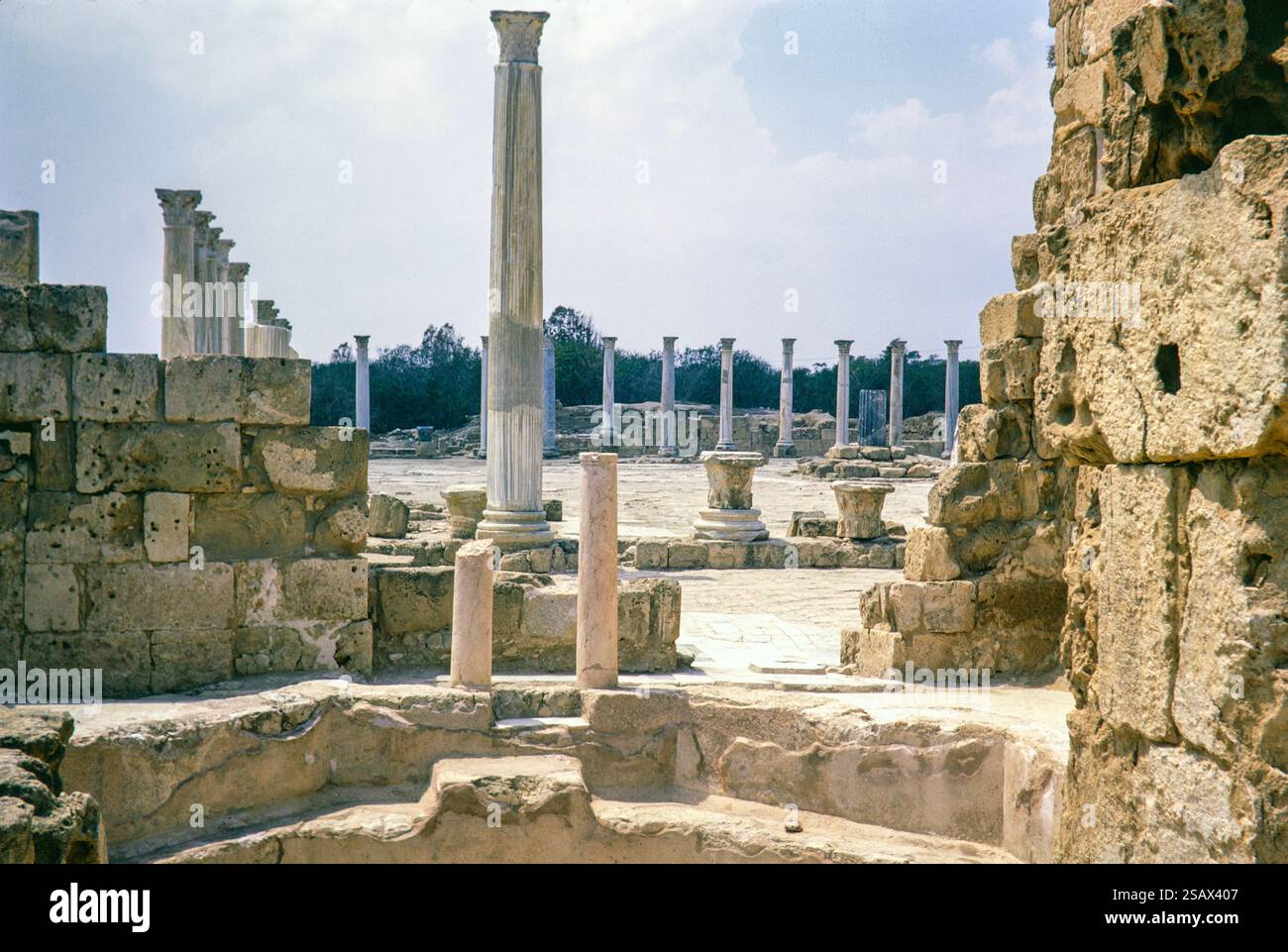 Roman Ruins at archaeological site ancient city of Salamis Famagusta ...