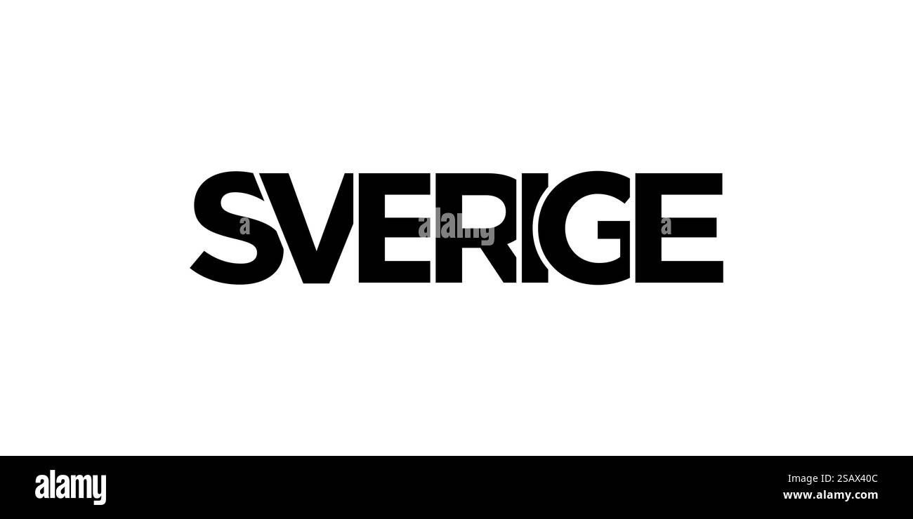 Sweden emblem for print and web. Design features geometric style, vector illustration with bold ...