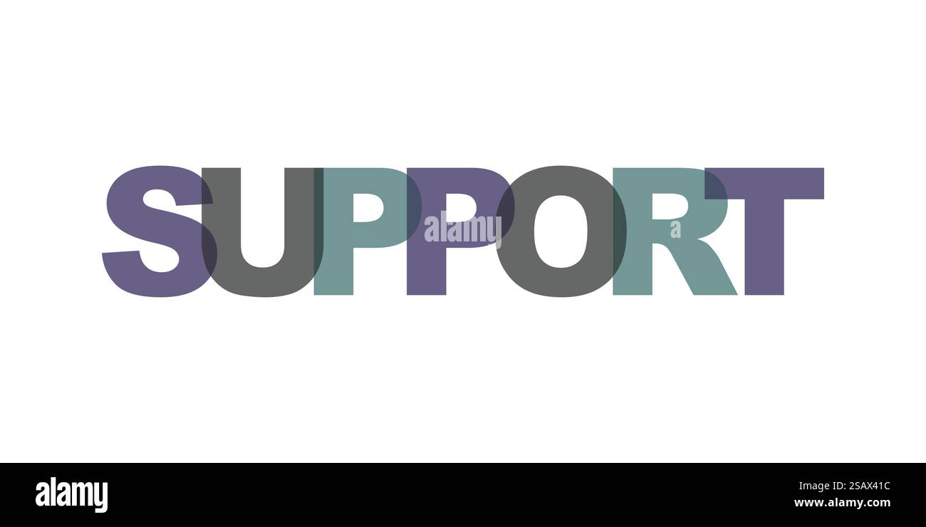 Support business card text. Modern lettering poster. Color word art ...