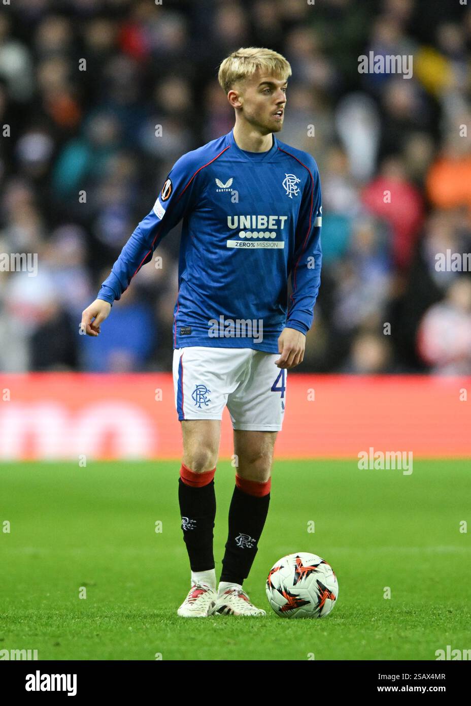 Glasgow, UK. 30th Jan, 2025. Ross McCausland of Rangers during the UEFA ...
