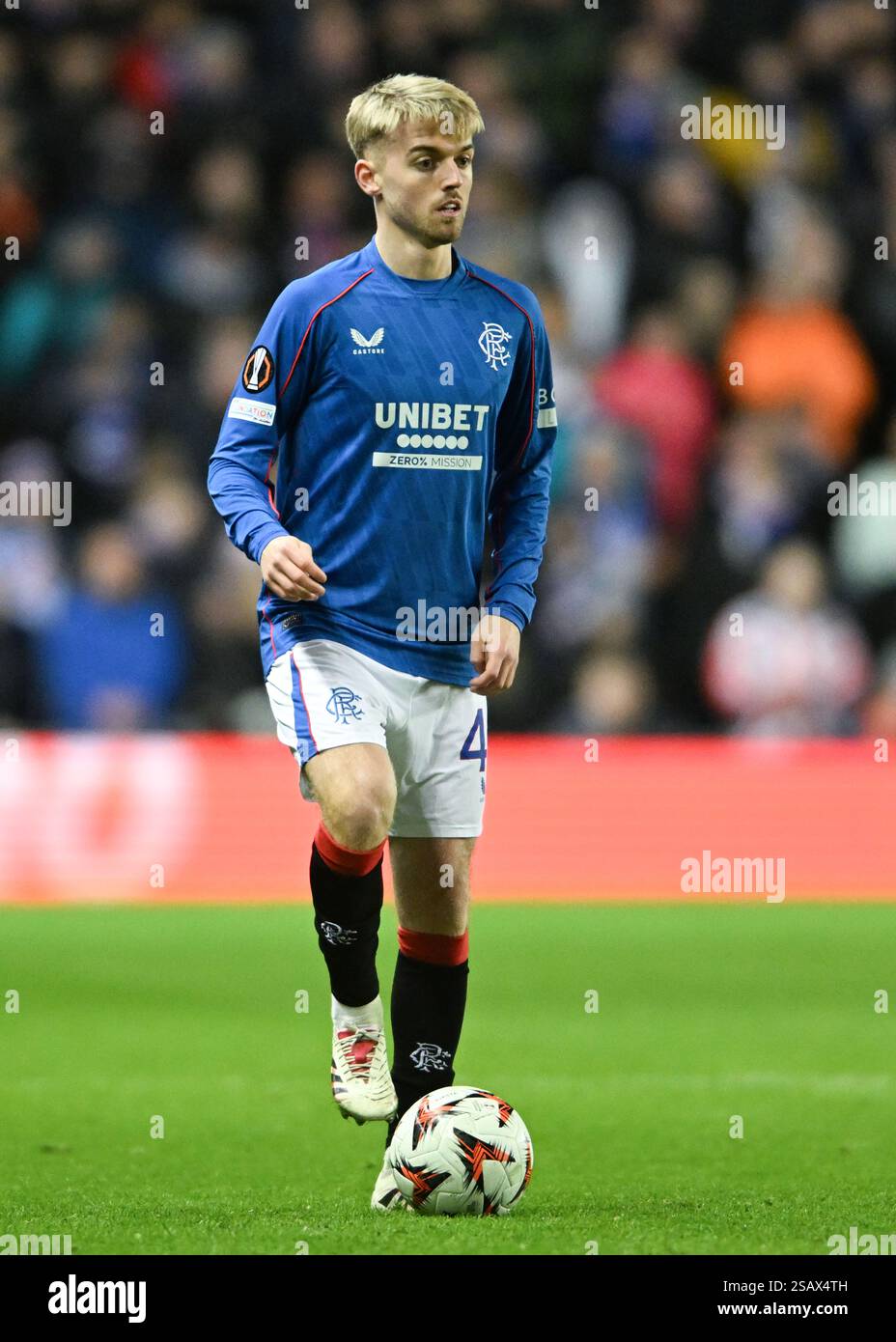 Glasgow, UK. 30th Jan, 2025. Ross McCausland of Rangers during the UEFA ...