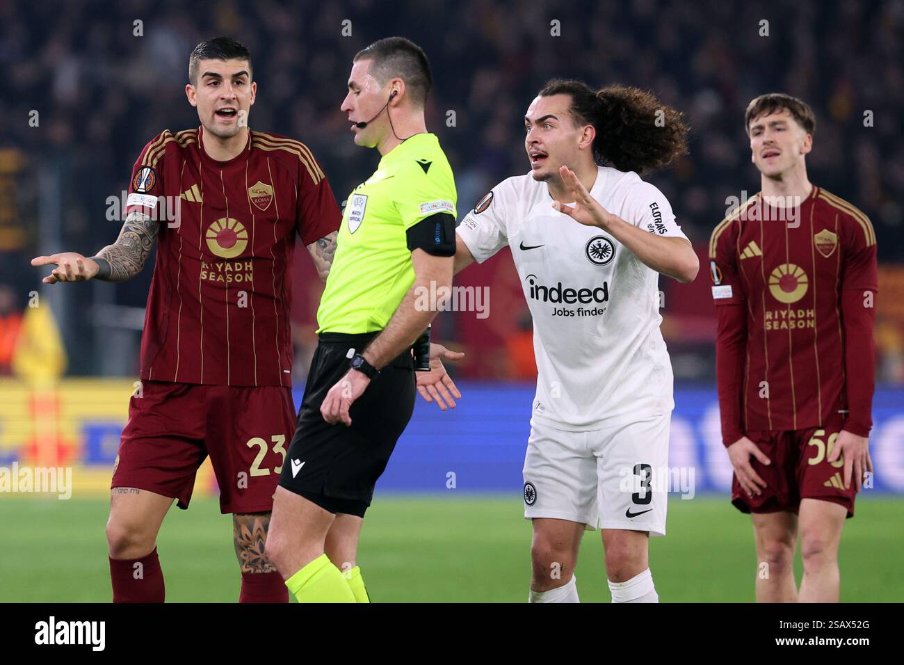 Rome, Italy. 30th Jan, 2025. Gianluca Mancini of Roma and Arthur Theate ...