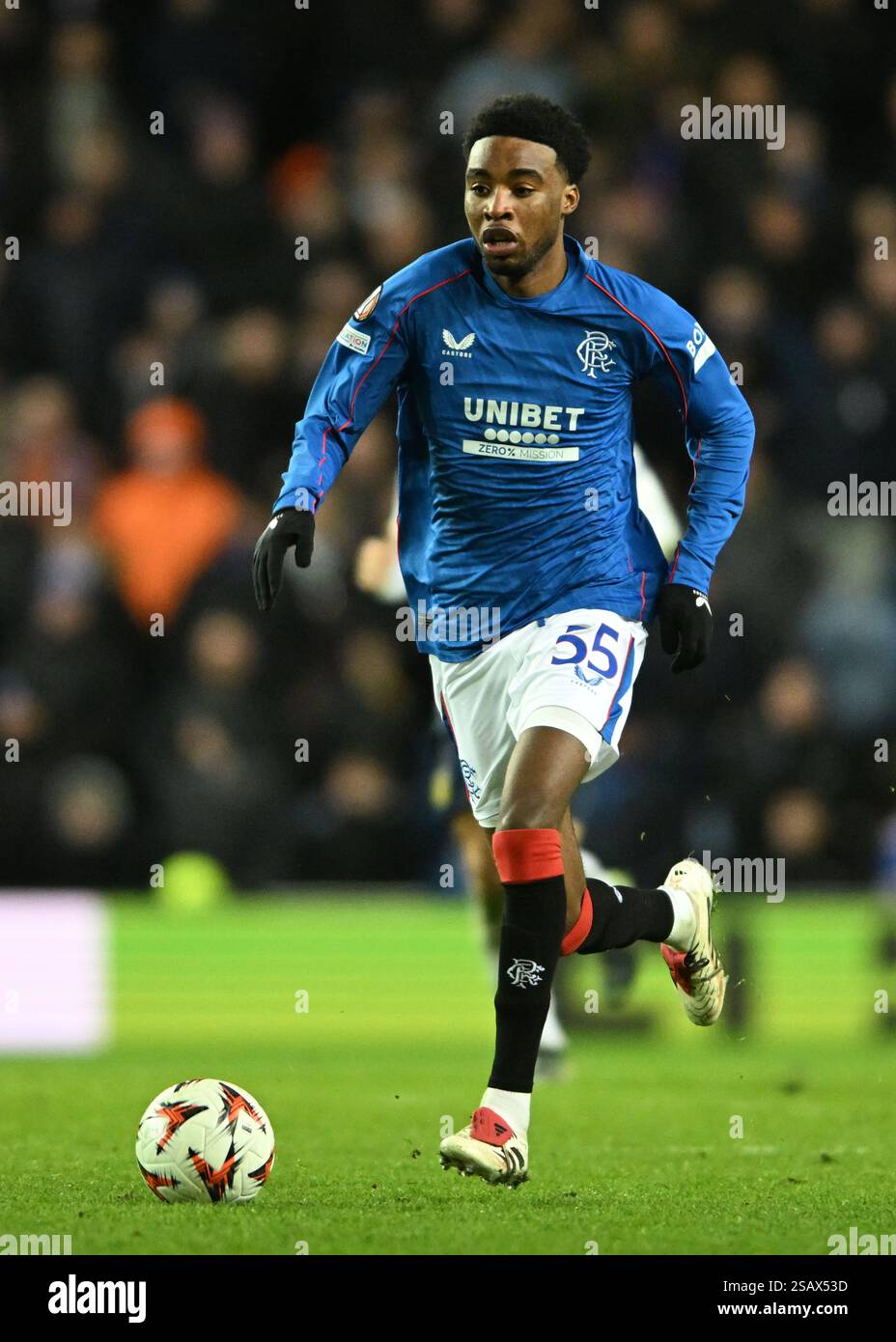 Glasgow, UK. 30th Jan, 2025. Paul Nsio of Rangers during the UEFA ...
