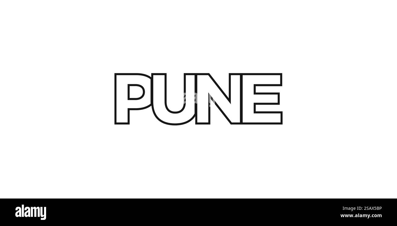 Pune in the India emblem for print and web. Design features geometric ...