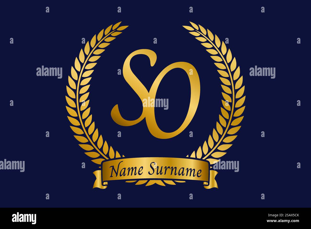 Initial letter S and O, SO monogram logo design with laurel wreath ...